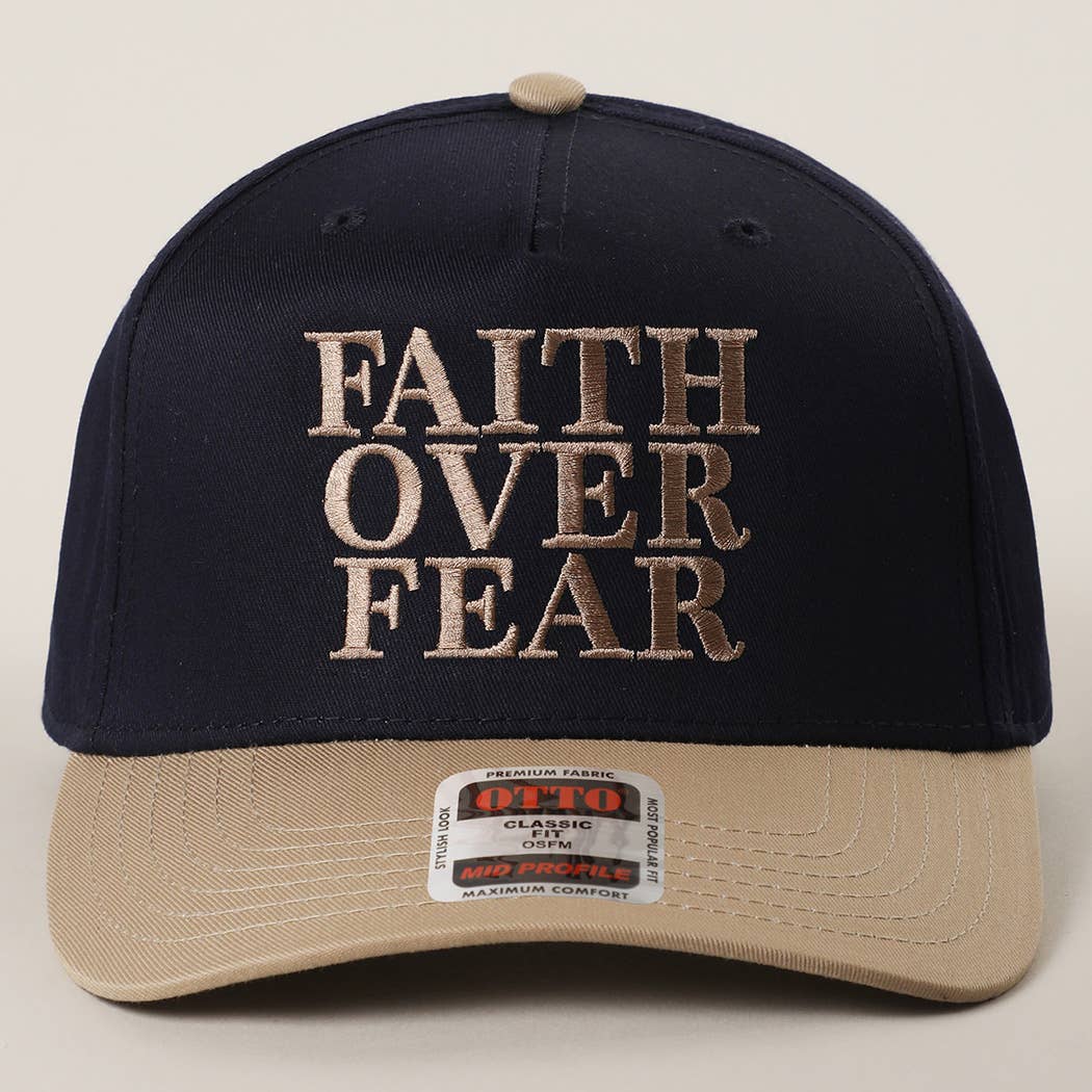 Faith Over Fear Embroidered Trucker Hat - Khaki/Navy – STONE + BIRCH ...